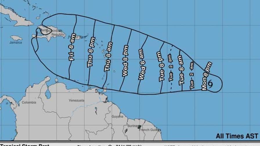 ONAMET continúa vigilando la tormenta tropical BRET, aguaceros aislados en varias provincias del ...